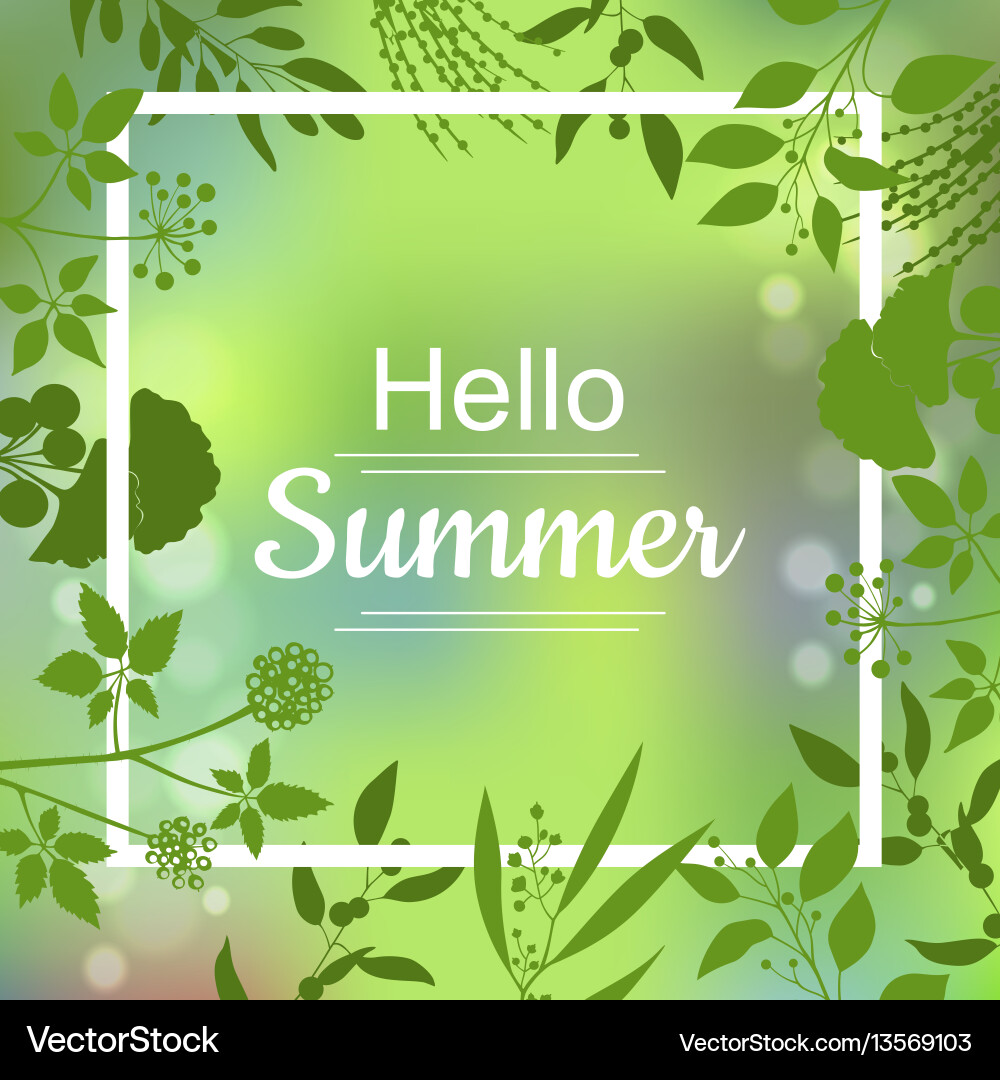 Hello summer green card Royalty Free Vector Image