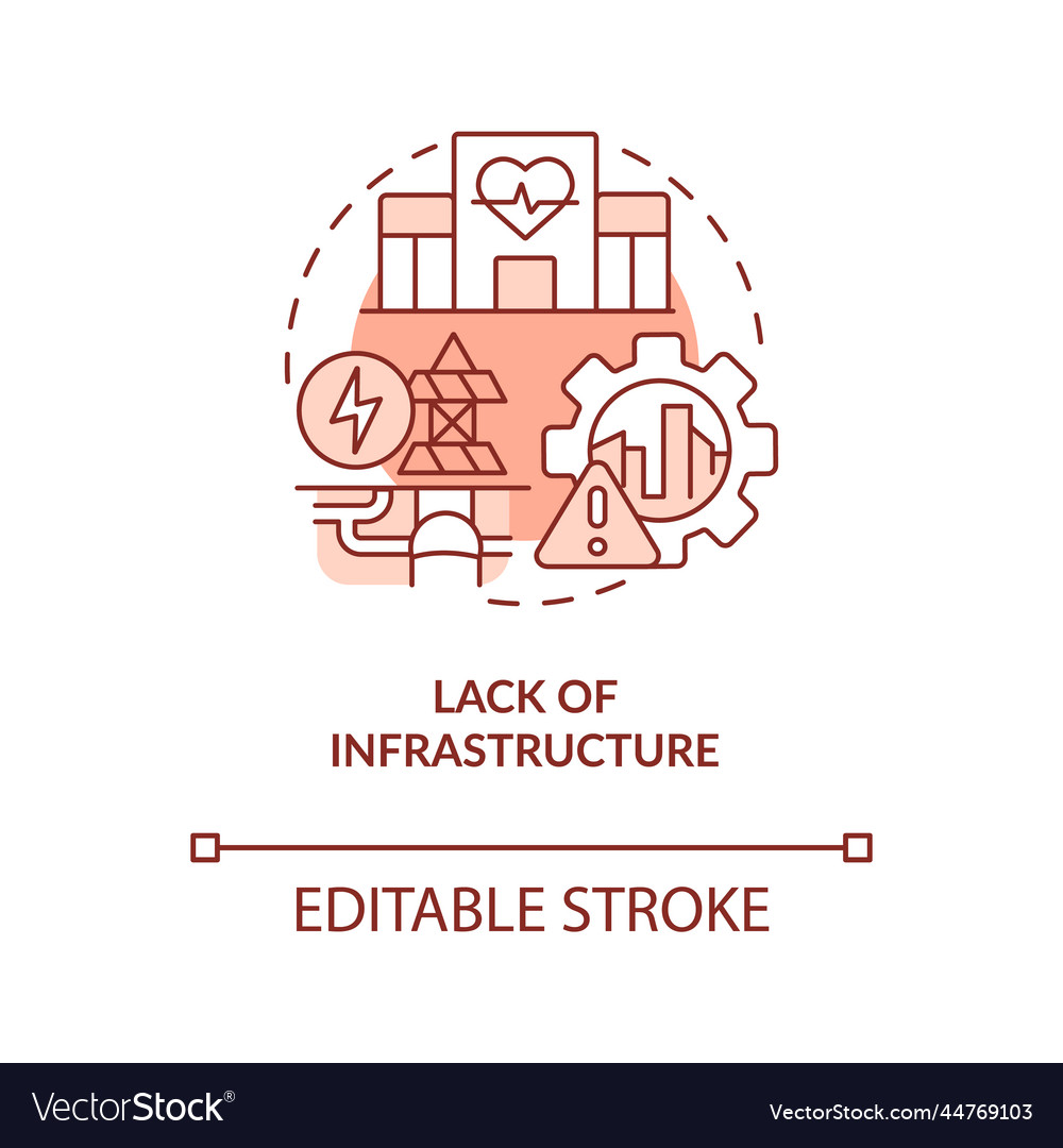 Lack of infrastructure red concept icon Royalty Free Vector