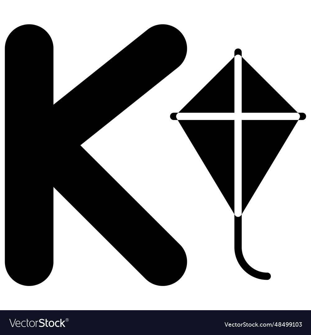 Letter k alphabet with kite icon Royalty Free Vector Image