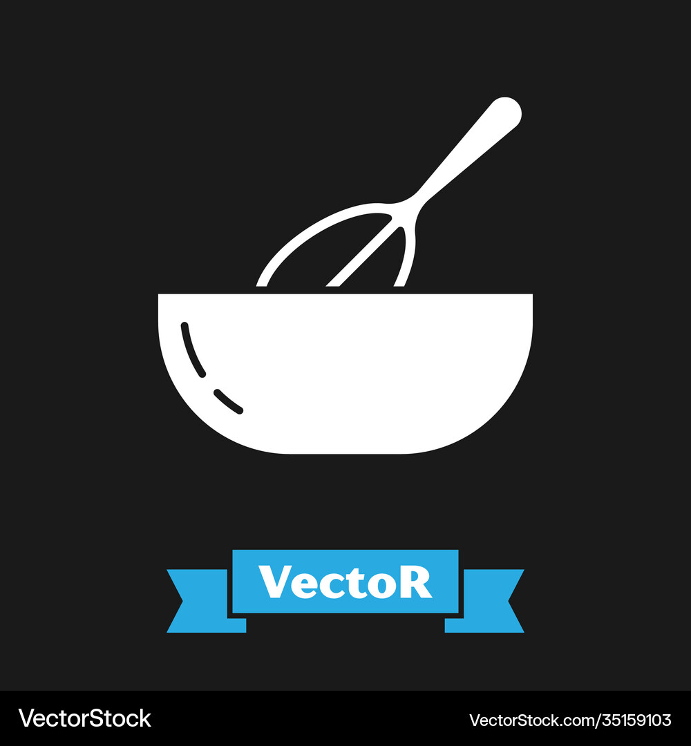 White kitchen whisk and bowl icon isolated Vector Image