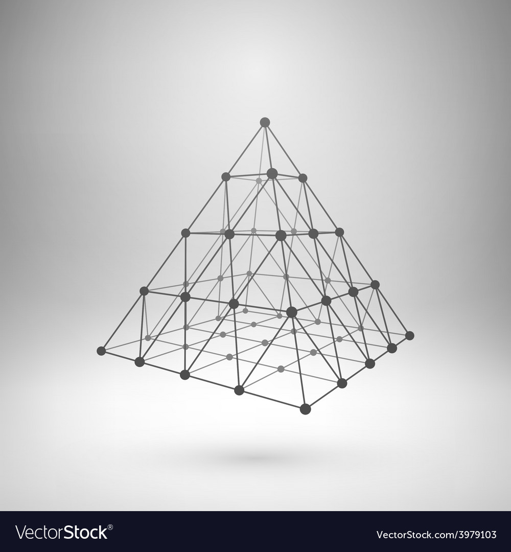 Wireframe mesh polygonal pyramid Royalty Free Vector Image