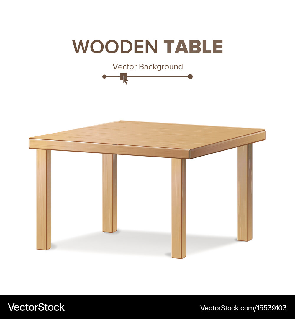 Wooden empty square table isolated furniture Vector Image