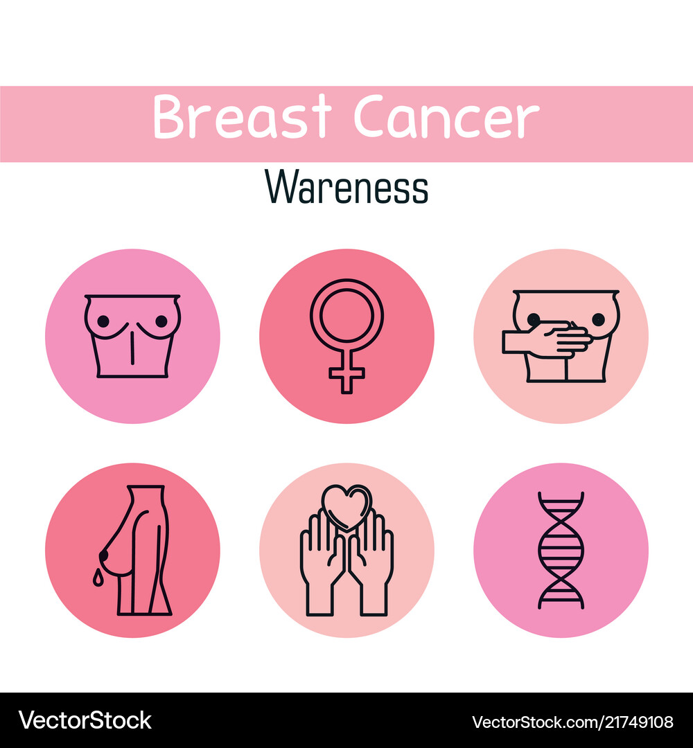 Breast cancer set icons Royalty Free Vector Image
