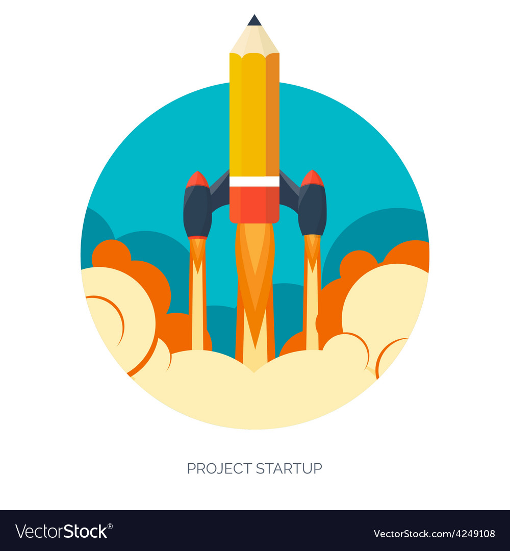 Flat rocket icon startup concept project Vector Image