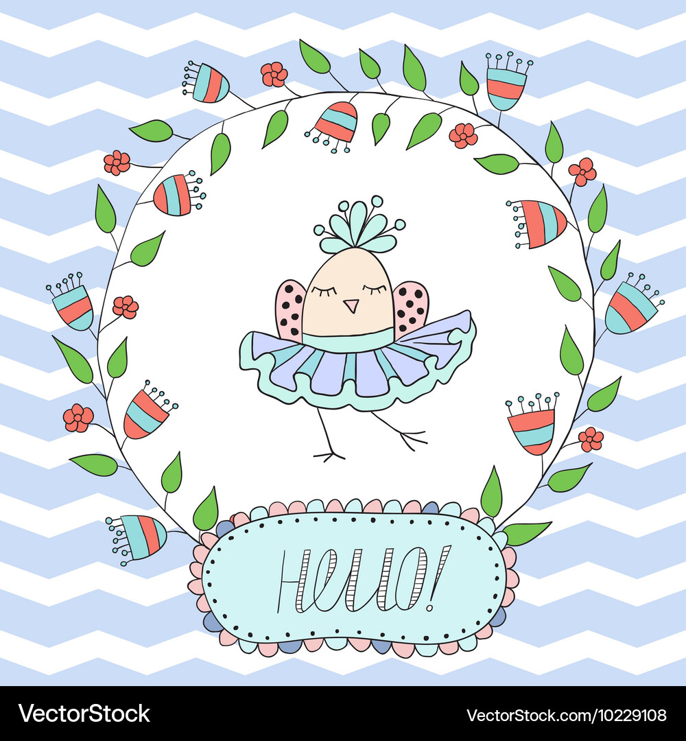 Greeting card invitation in a blue strip with Vector Image
