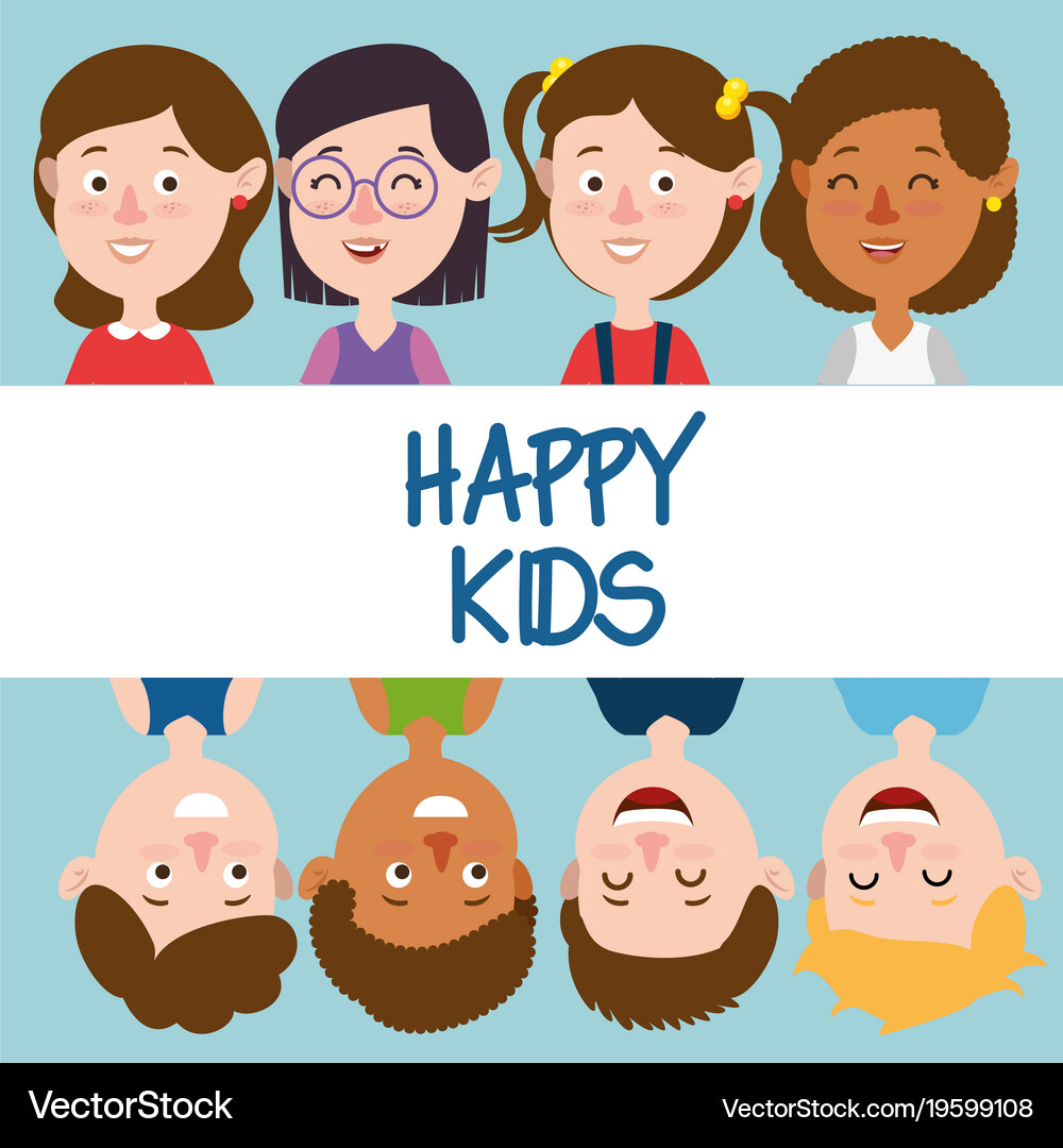 Group of happy kids characters Royalty Free Vector Image