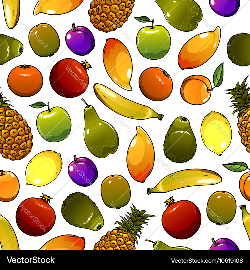 Healthy ripe fruits seamless pattern background Vector Image