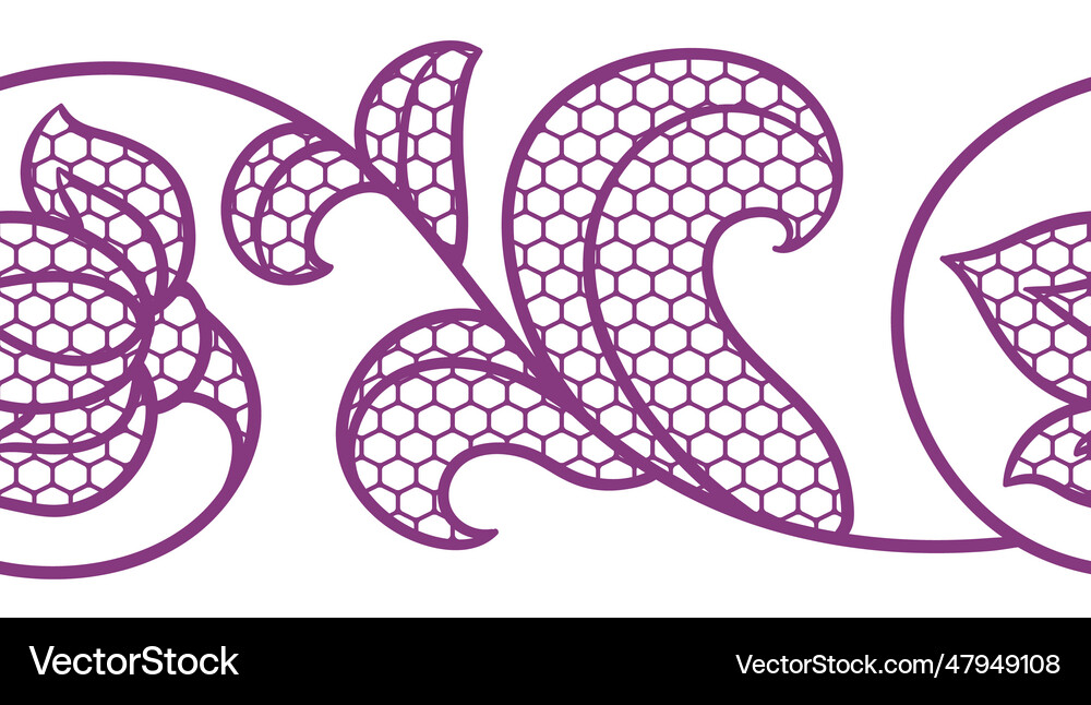 Lace floral pattern seamless border with flowers Vector Image