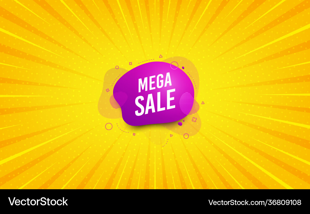 Mega sale sticker discount banner shape Royalty Free Vector
