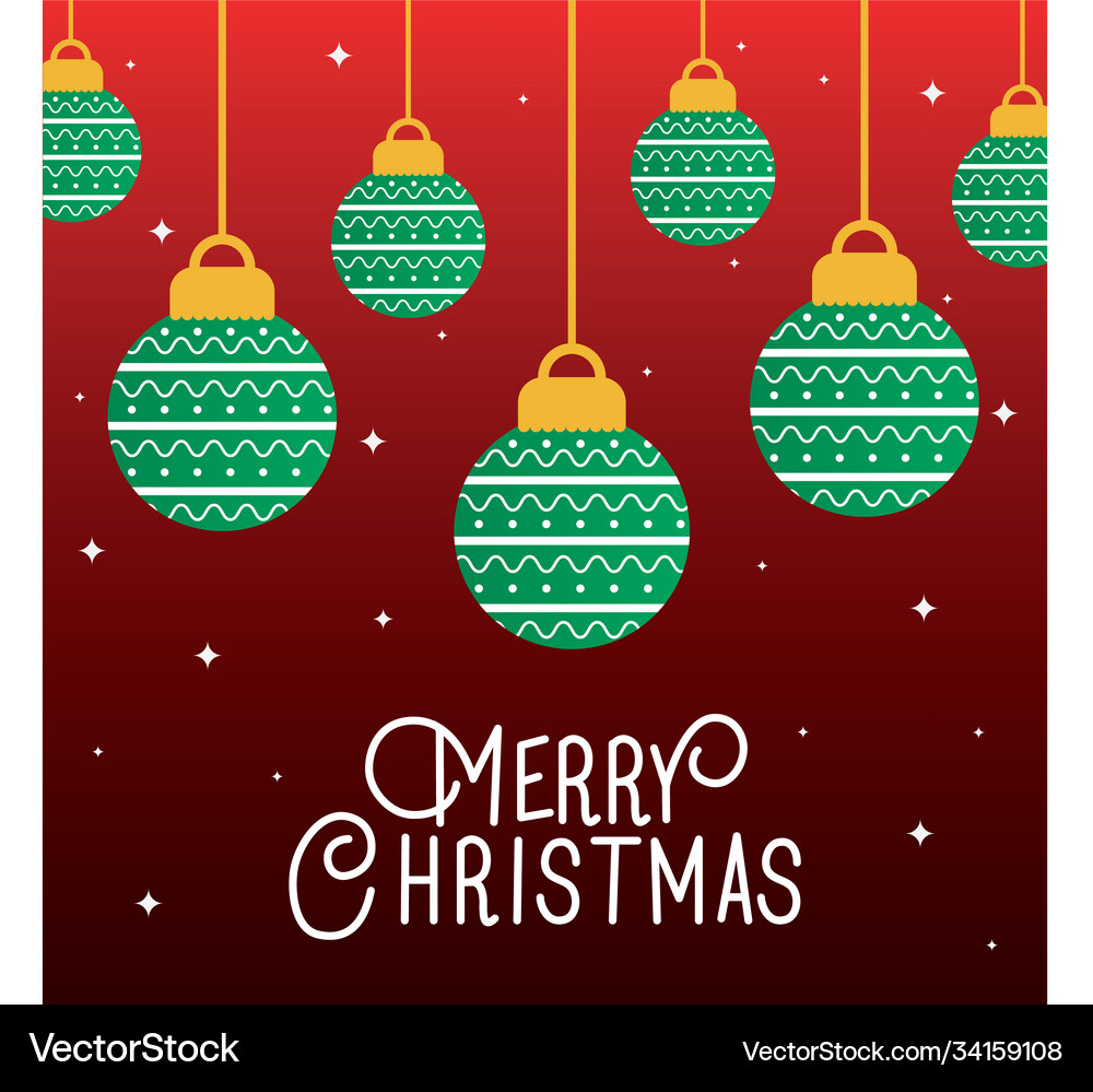 Merry christmas spheres hanging design Royalty Free Vector