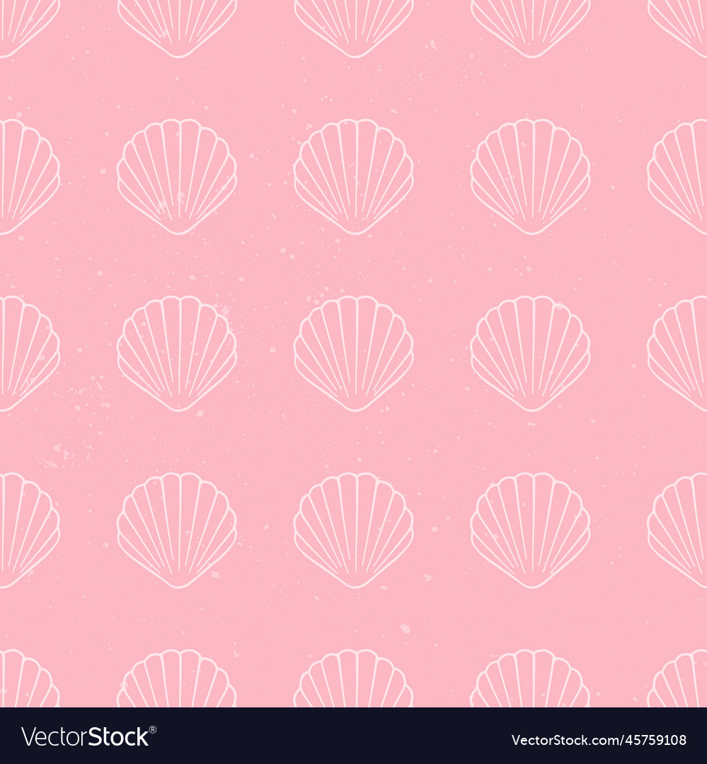 Pink clam seashells seamless pattern background Vector Image