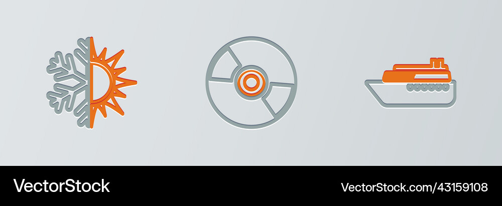 Set line ship sun and snowflake and cd or dvd Vector Image
