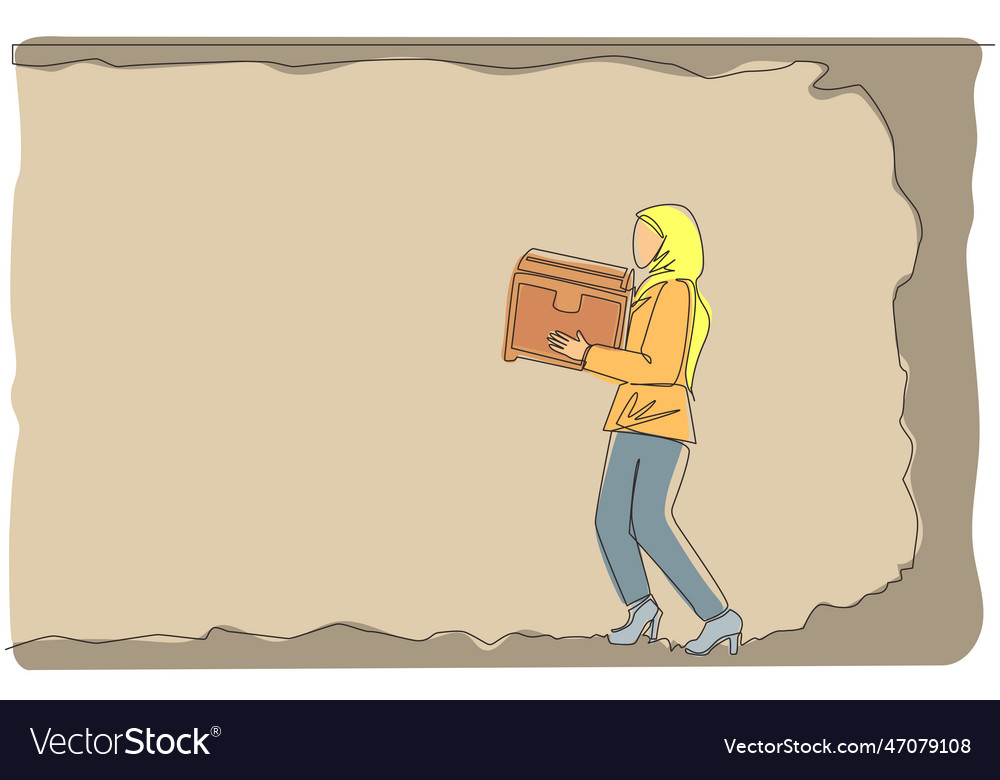 Single continuous line drawing arab businesswoman Vector Image