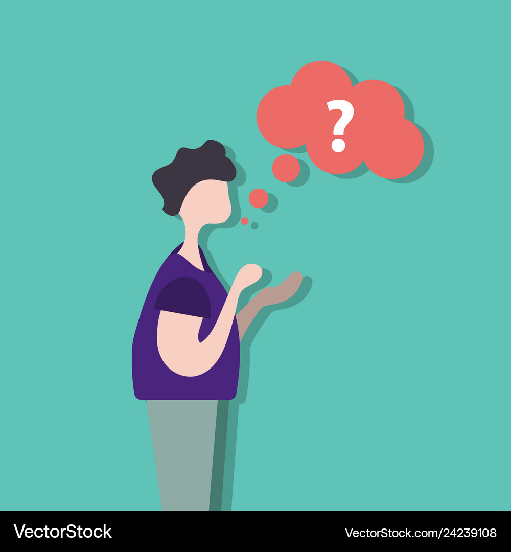 Thinking cloud with question in flat style man Vector Image