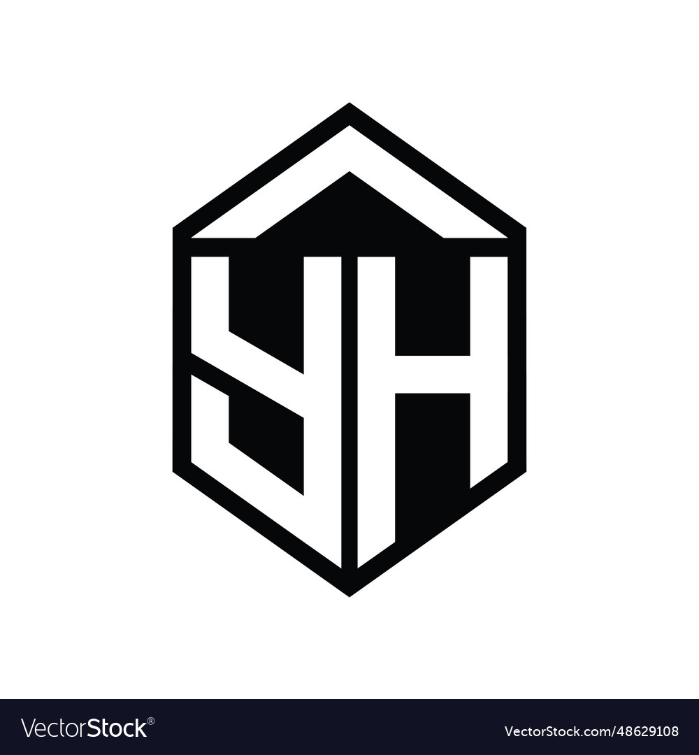 Yh letter logo monogram simple hexagon shield Vector Image Yh letter logo monogram simple hexagon shield Vector Image