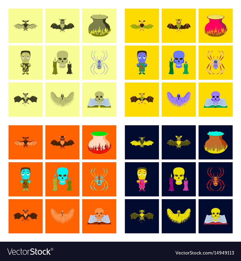 Assembly flat book skull ghost bat Royalty Free Vector Image