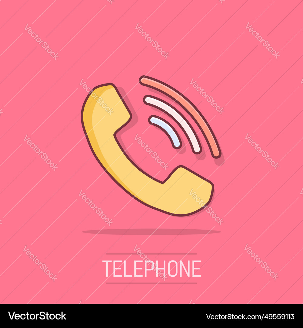 Cartoon phone icon in comic style contact support Vector Image