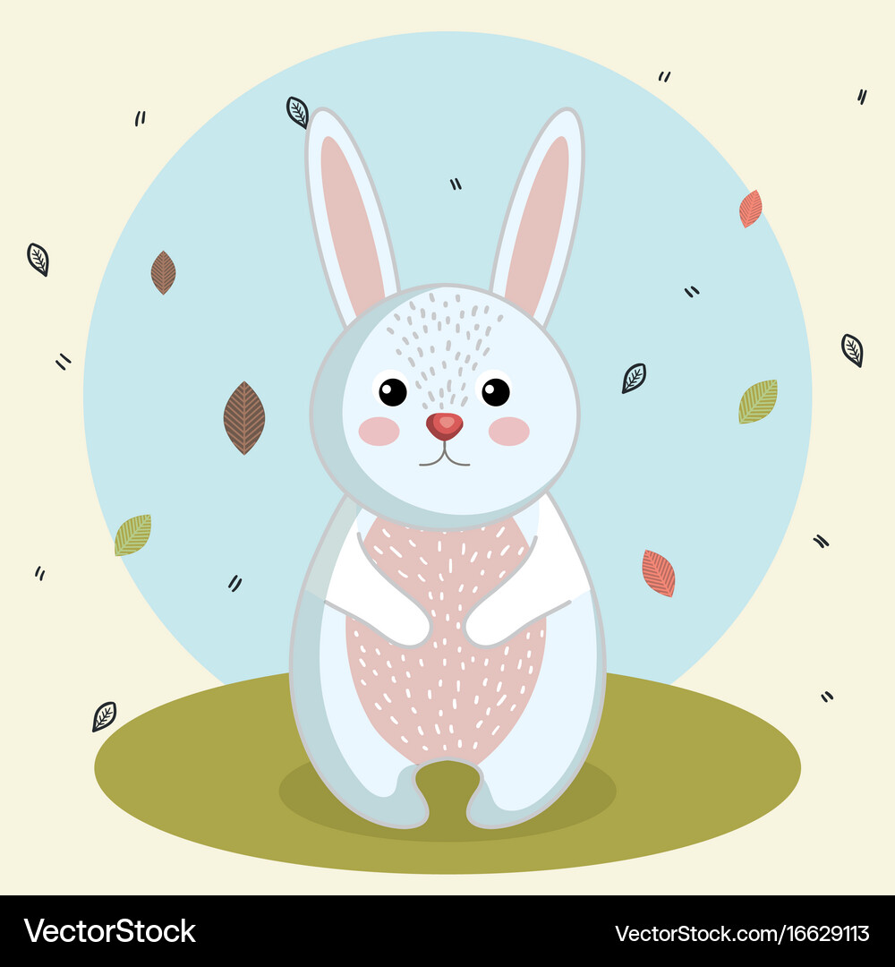 Cartoon rabbit wild animal with falling leaves Vector Image