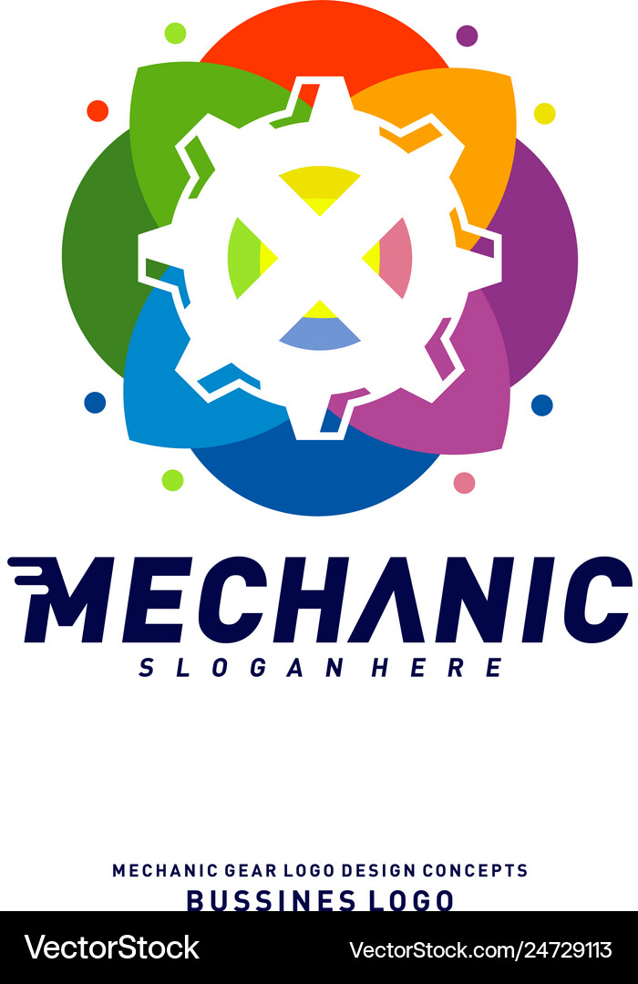 Colorful gear logo design concepts mechanical Vector Image