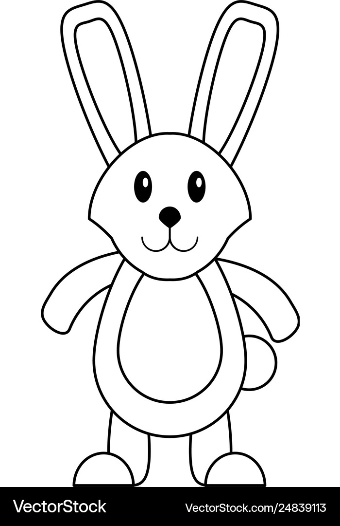 Cute rabbit cartoon in black and white Royalty Free Vector