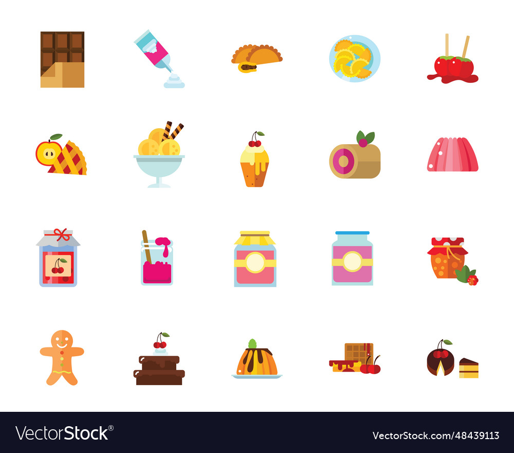 Desserts icon set Royalty Free Vector Image - VectorStock