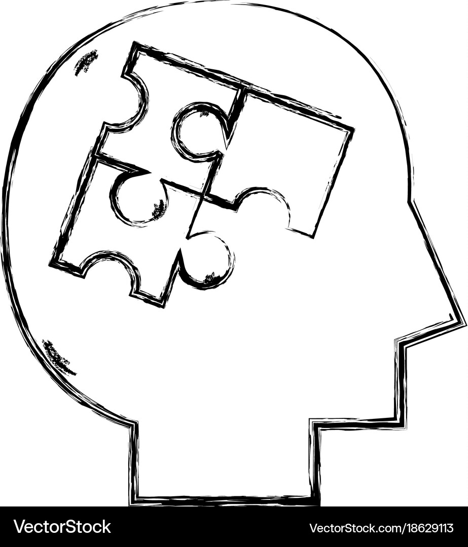 Figure silhouette man with puzzles pieces design Vector Image