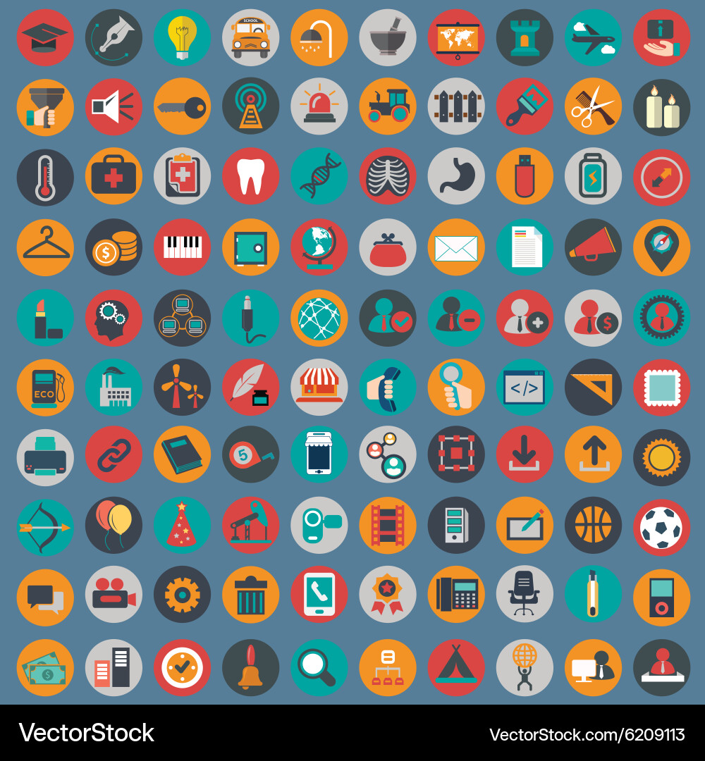 Flat icons design modern big set of various Vector Image