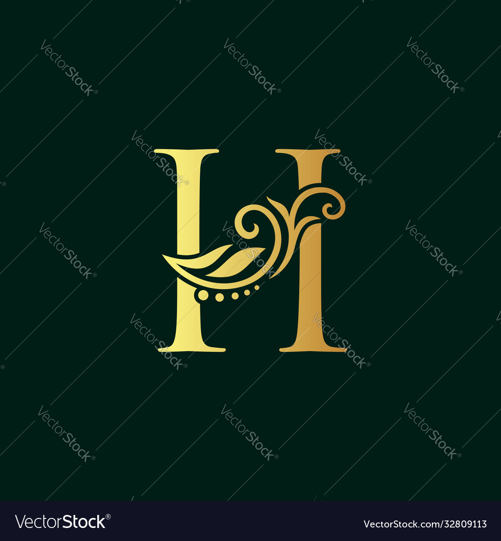 Golden initial h Royalty Free Vector Image - VectorStock