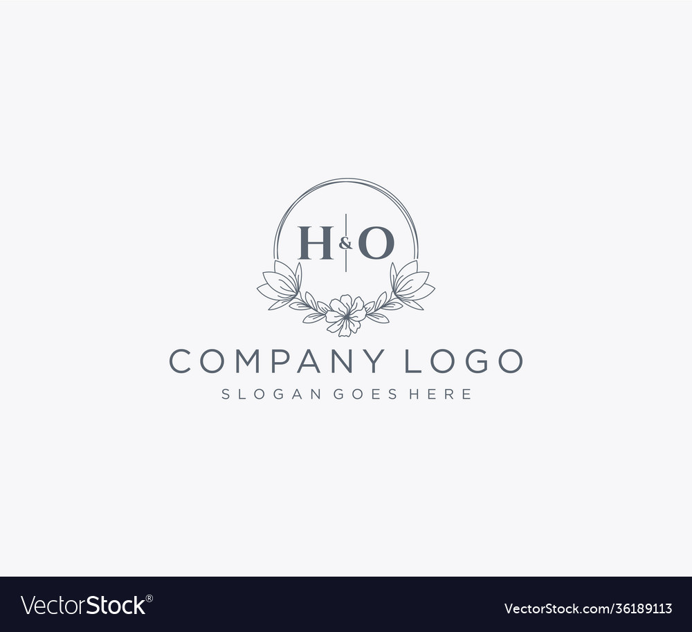 Initial ho letters floral frames unique Royalty Free Vector