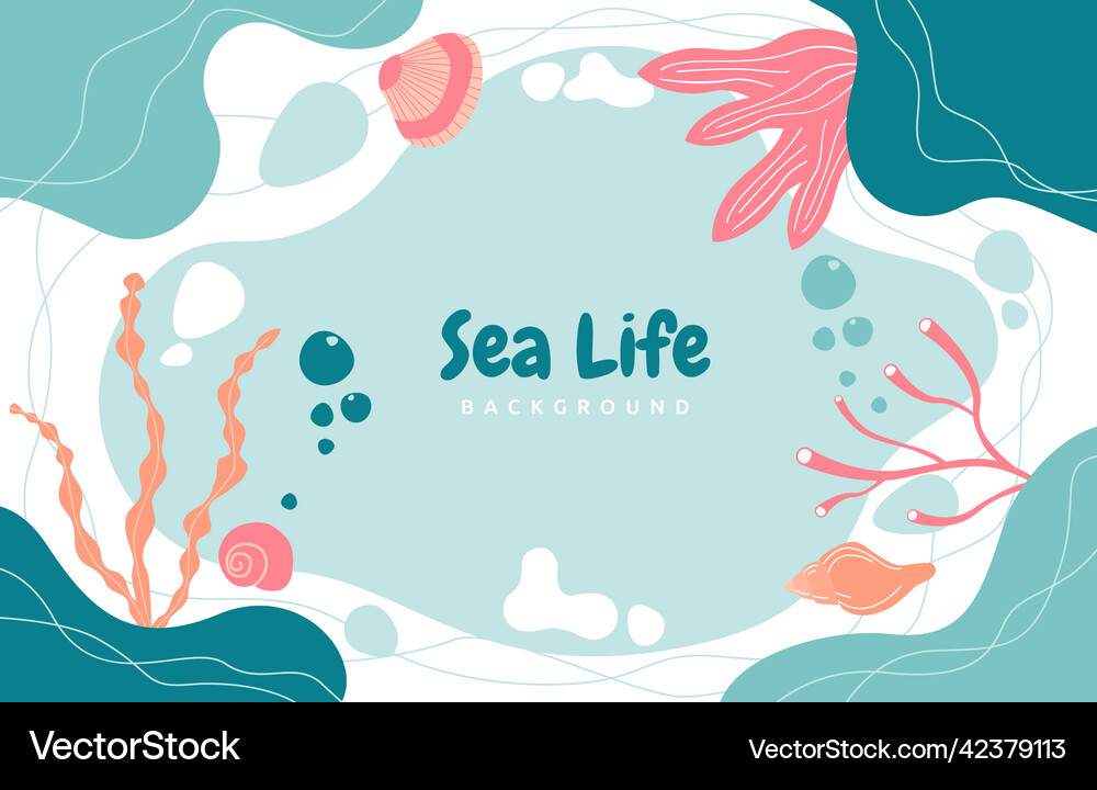 Ocean underwater life sea beach text space Vector Image