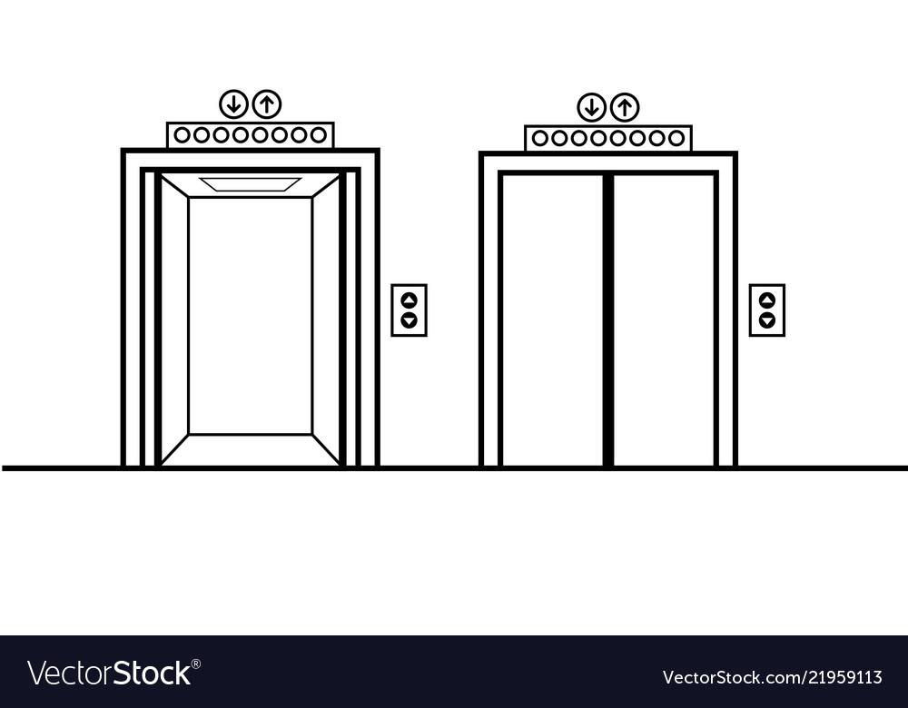 Open and closed elevator doors Royalty Free Vector Image