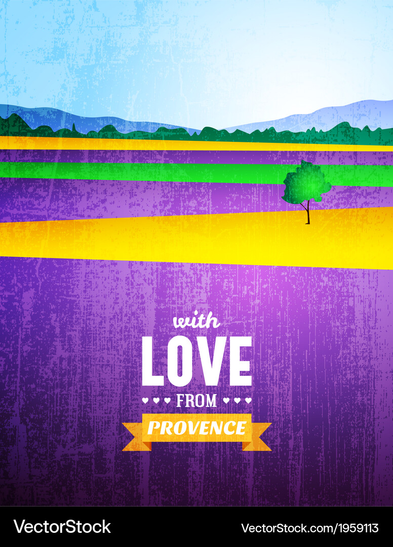 Poster with a landscape provence Royalty Free Vector Image