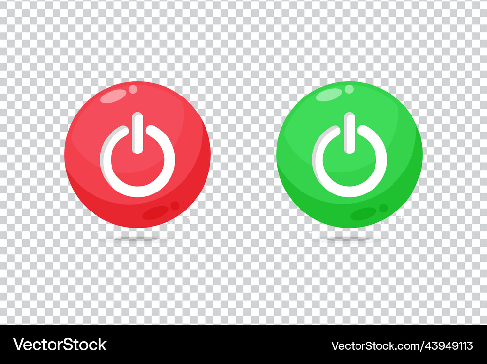 Power on off red and green button icon on blank Vector Image