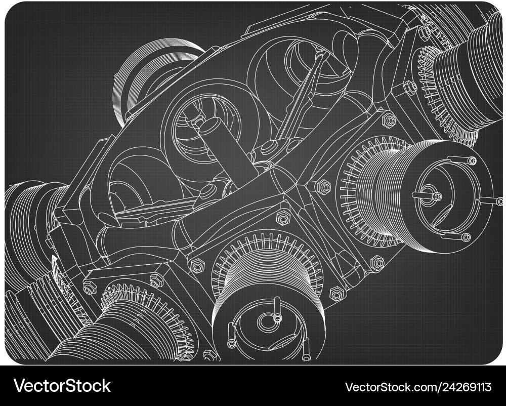 Radial engine on a gray Royalty Free Vector Image