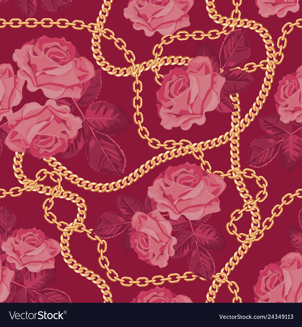 Seamless pattern background with golden chains Vector Image