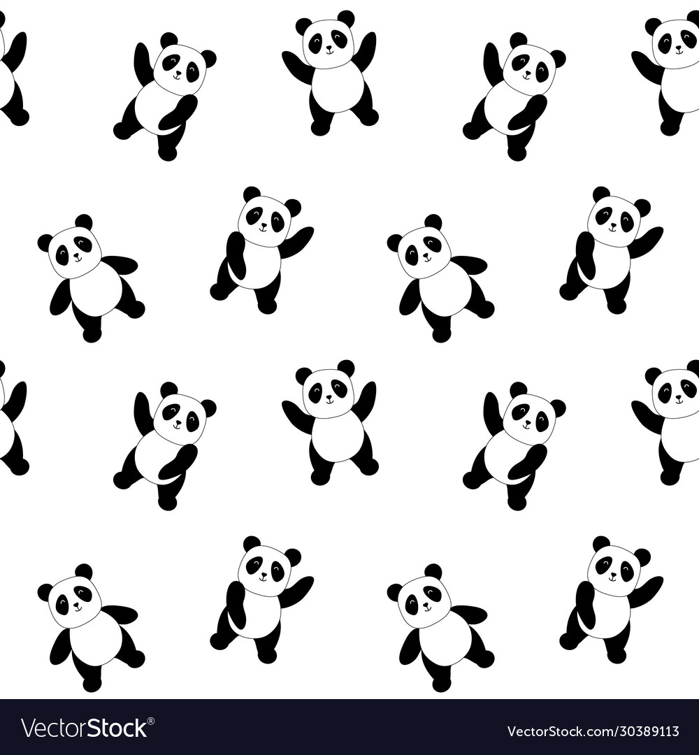 Seamless pattern with panda bears Royalty Free Vector Image