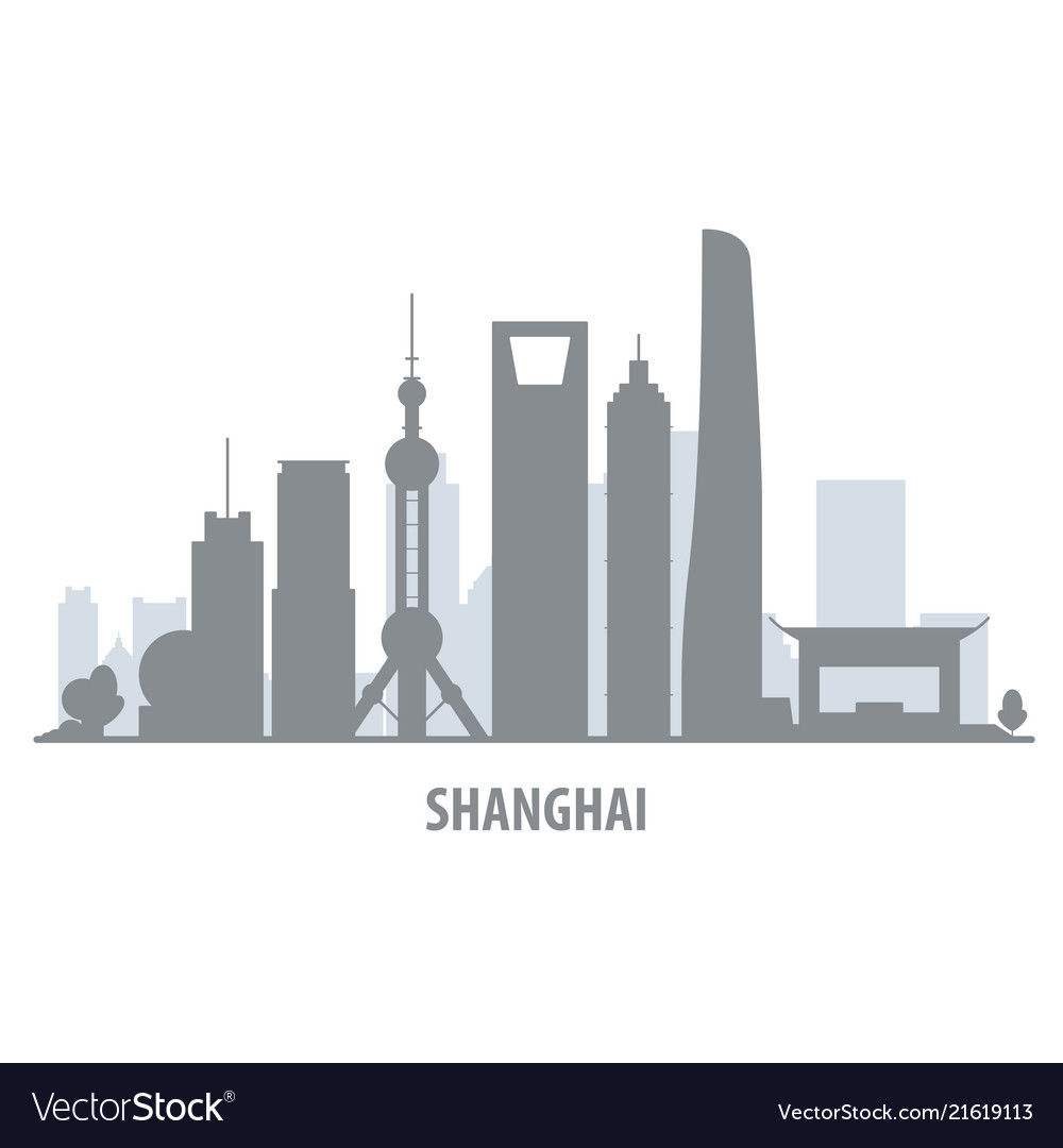 Shanghai city skyline - cityscape silhouette Vector Image Shanghai city skyline - cityscape silhouette Vector Image