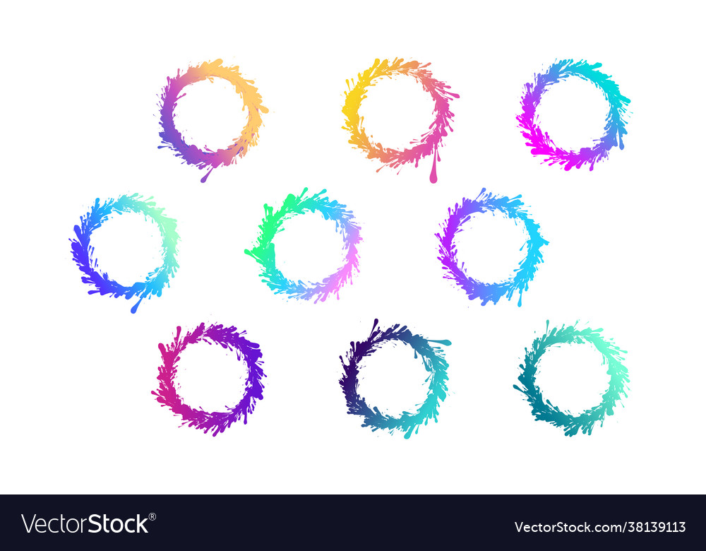 Splatter gradient frames colorful isolated Vector Image