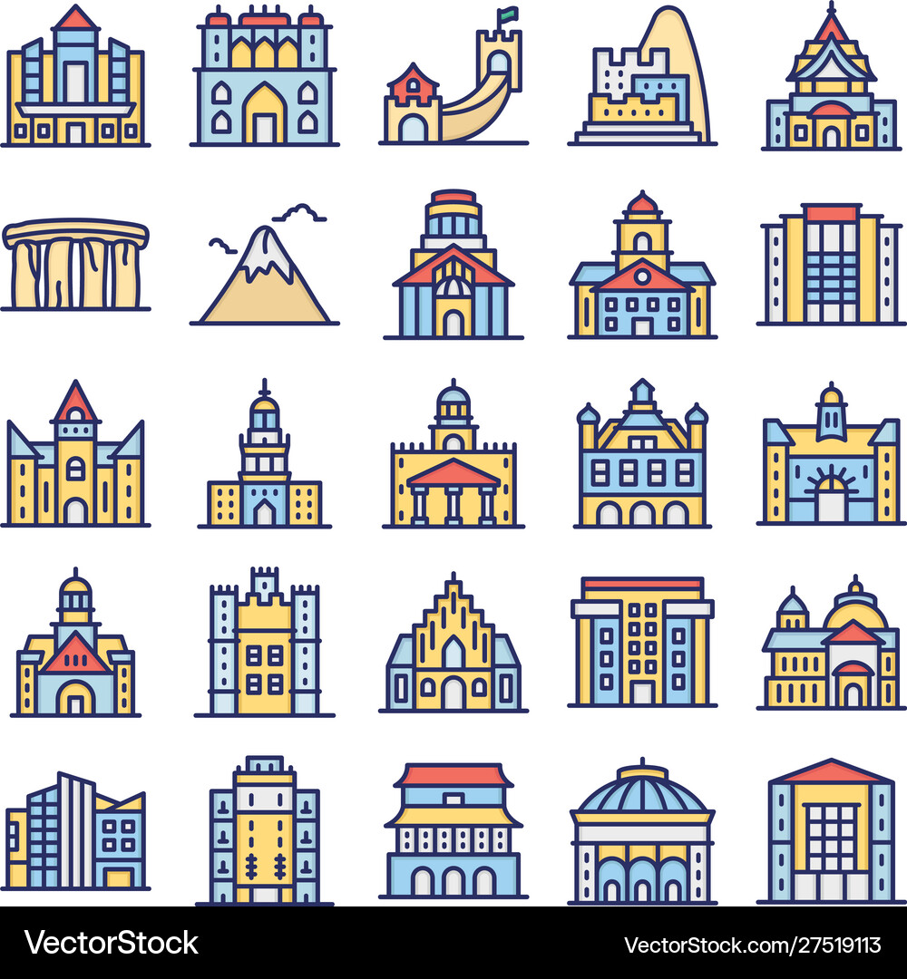 World landmarks isolated icons set that ca Vector Image