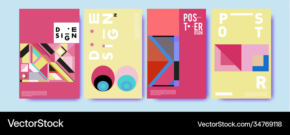 Abstract colorful collage poster design template Vector Image