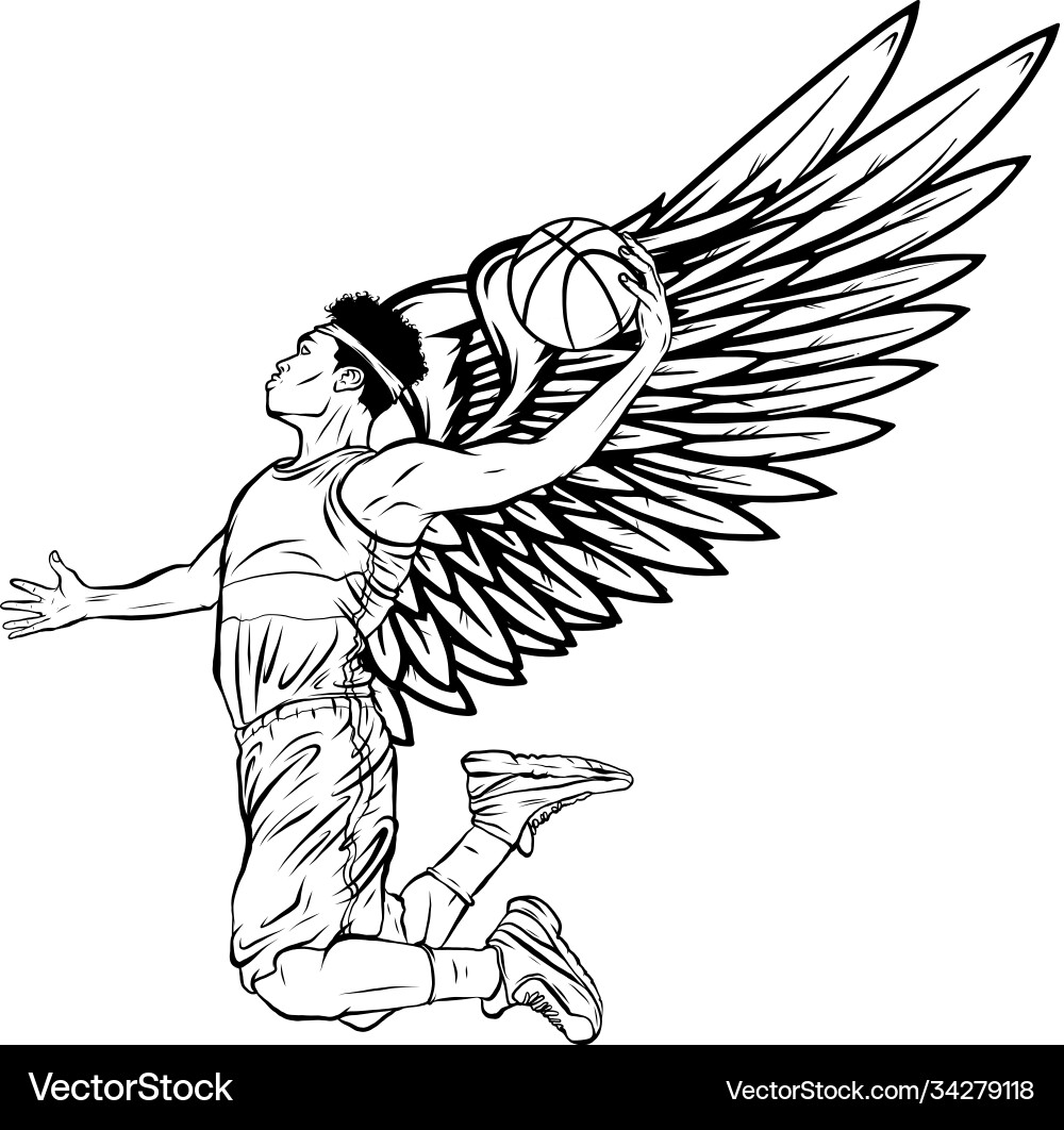 Basketball player jumps to dunk Royalty Free Vector Image