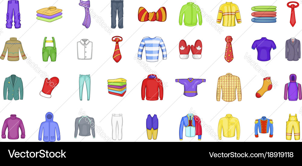 Clothes icon set cartoon style Royalty Free Vector Image