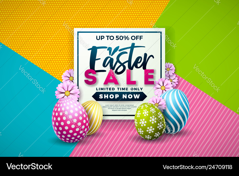 Easter sale with color painted egg Royalty Free Vector Image