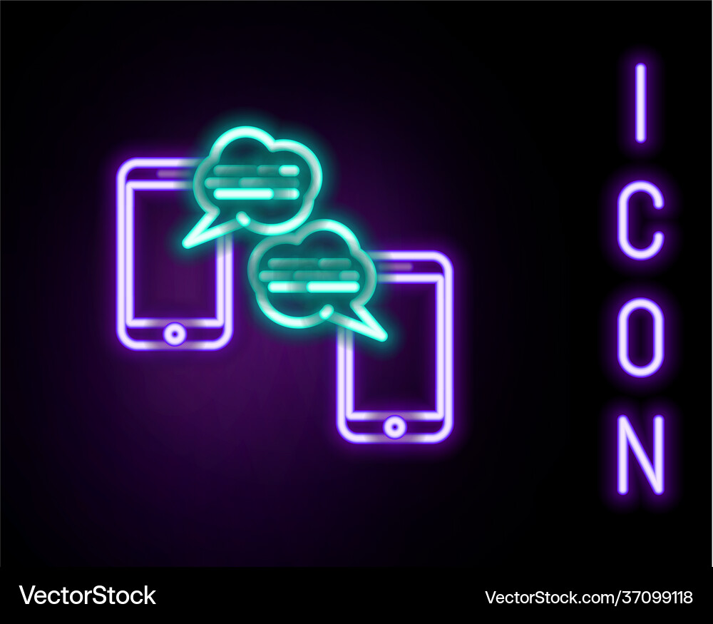 Glowing neon line new chat messages notification Vector Image