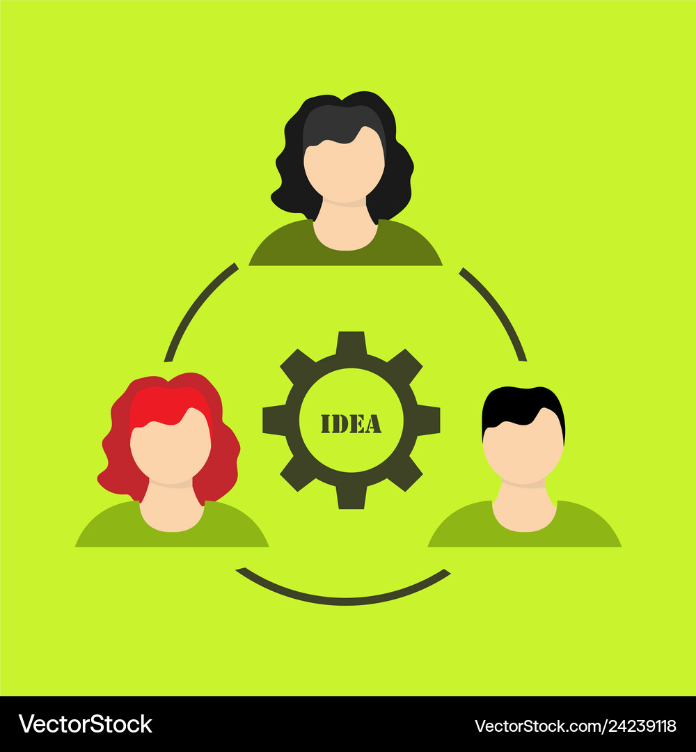 Humans in circle with gear inside icon isolated Vector Image