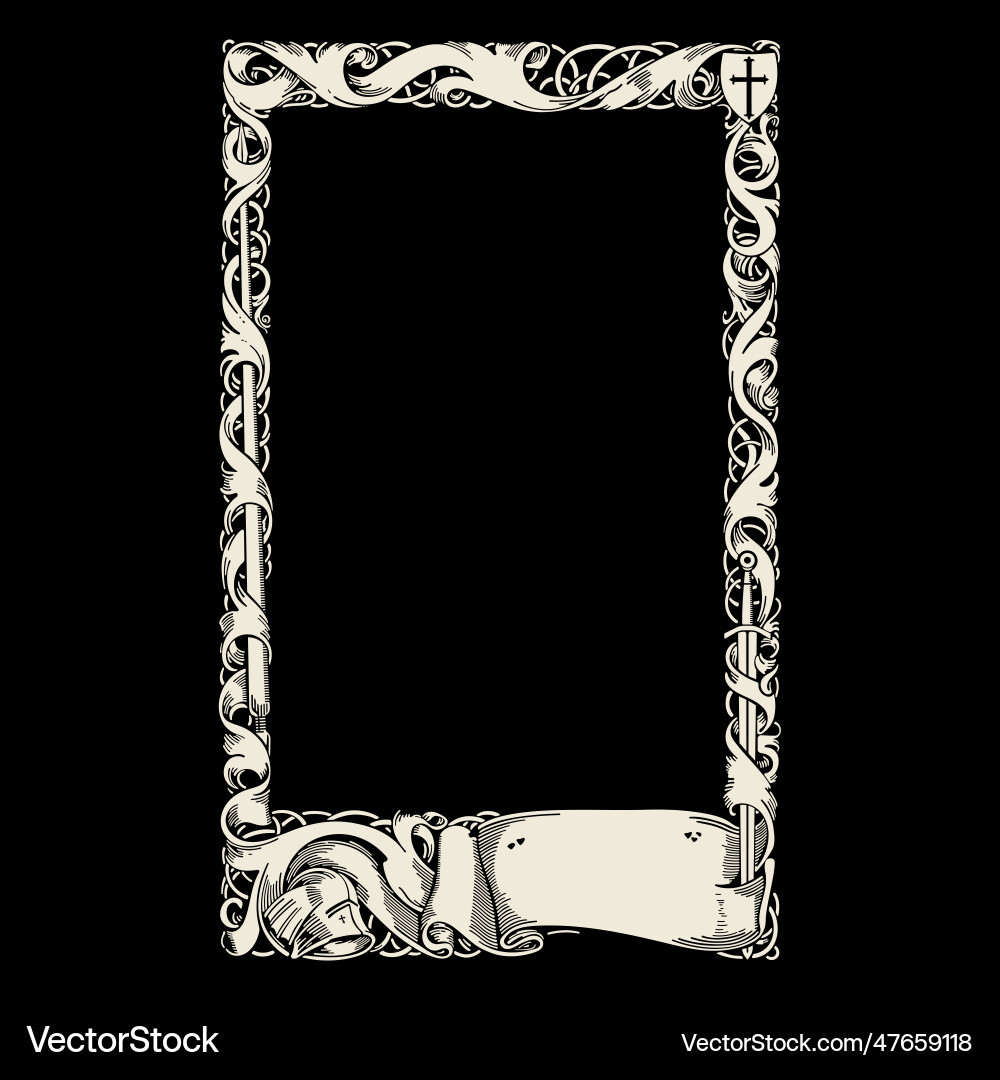 Medieval style design frame drawn in knightly Vector Image