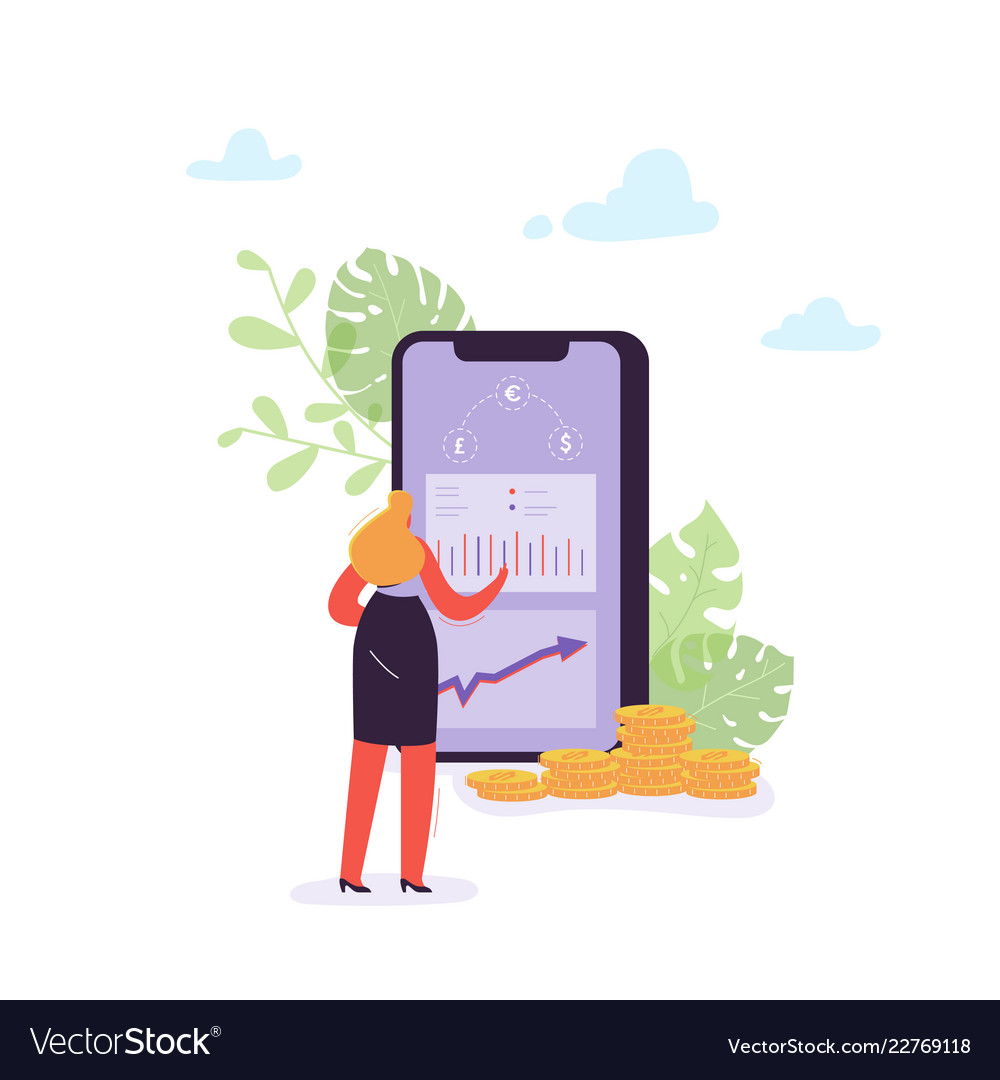 Online banking concept woman transferring money Vector Image