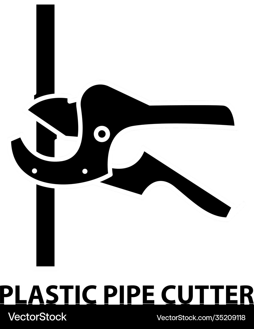 Plastic pipe cutter symbol icon black sign Vector Image
