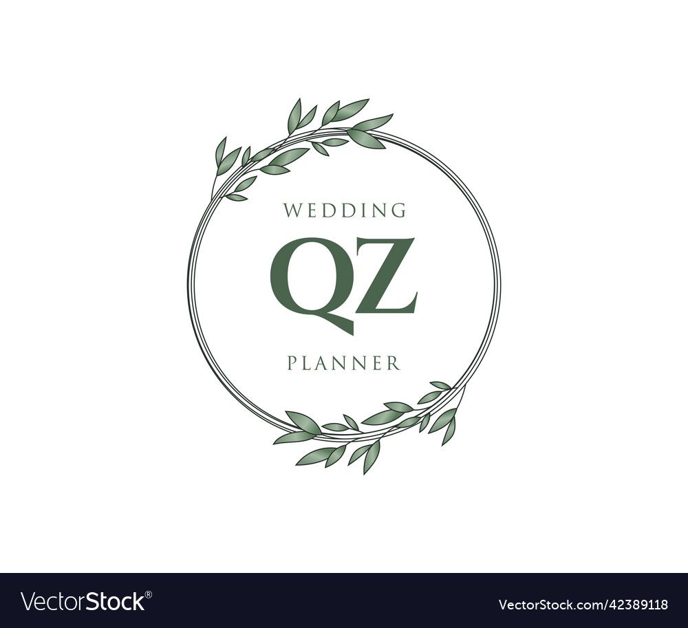 Qz initials letter wedding monogram logos Vector Image