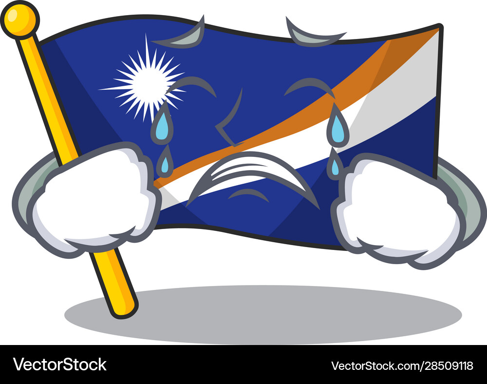 Sad crying flag marshall island scroll cartoon Vector Image